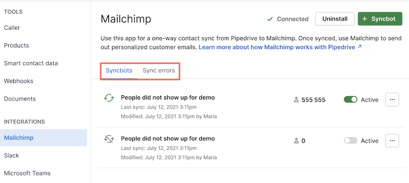 Pipedrive integration: Mailchimp - Knowledge Base | Pipedrive